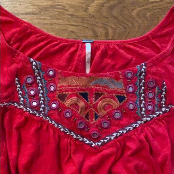 Free People | Tops | Free People Red Swing Top Sz S | Poshmark
